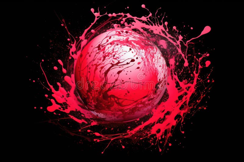 A Red Paint Splashing Around a Sphere Stock Illustration - Illustration ...