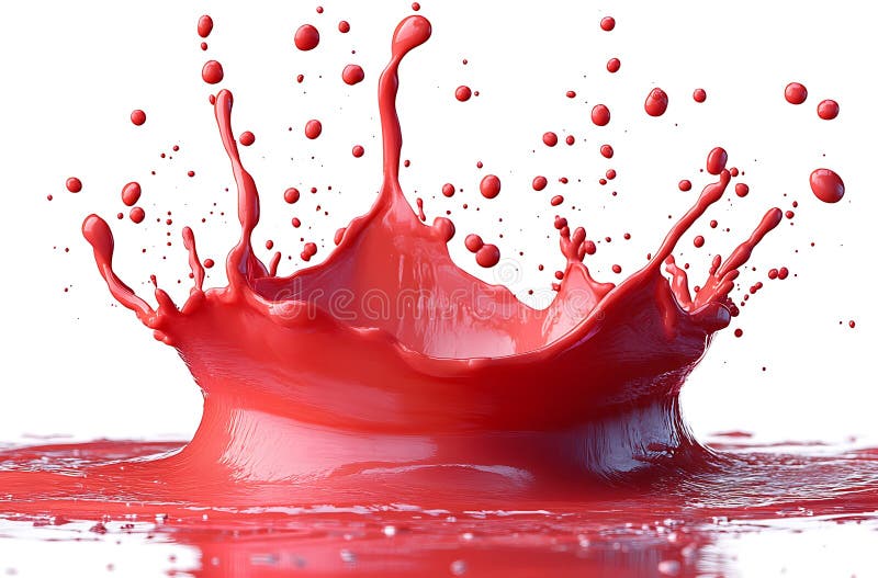 Red Paint Splashing Creating a Crown Shape on White Background High ...