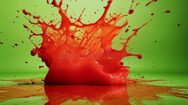 Red Paint Splashing on Green Screen with Copy Space Stock Footage ...