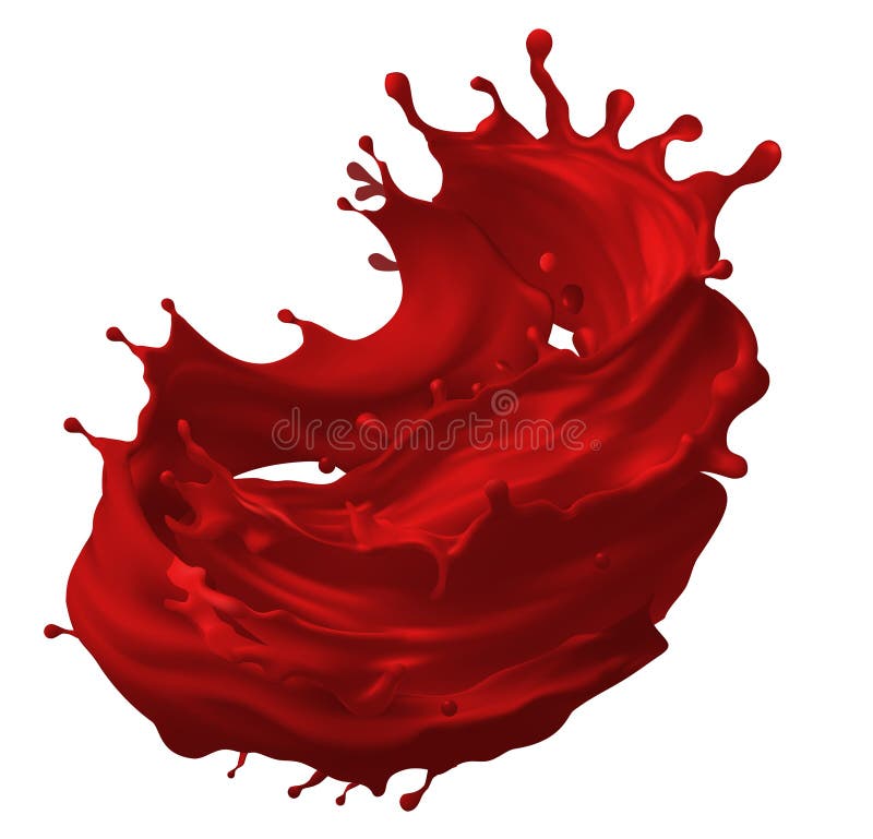 Red Paint Splashing Isolated on White Background. 3d Rendering. Red ...