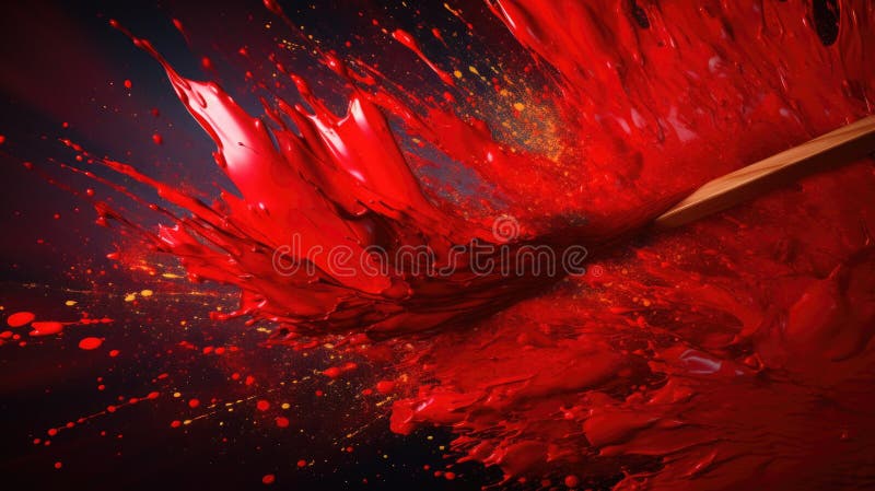 A Red Paint Splattered on a Black Background, AI Stock Illustration ...