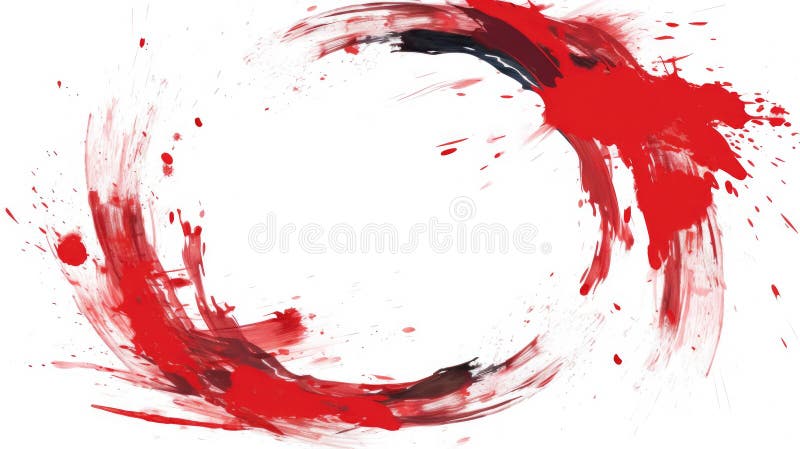Red Paint Splattered Circle on Clean White Background. Perfect for ...