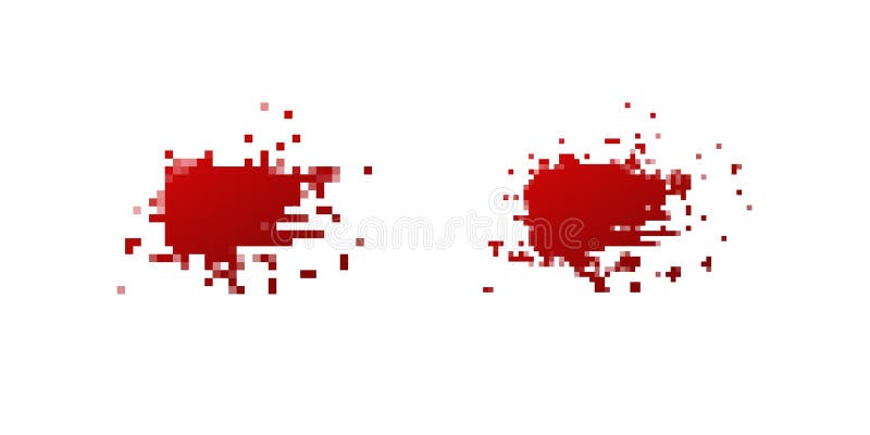 Red Paint Splatters in Square Pixel Form with Intense Color and ...