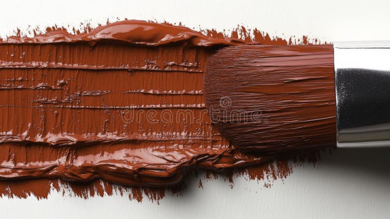 Red Paint Stroke from a Brush with Visible Bristle Texture on White ...