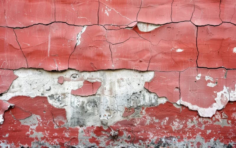 The Red Paint on this Wall is Crumbling Away, Exposing the Underlying ...