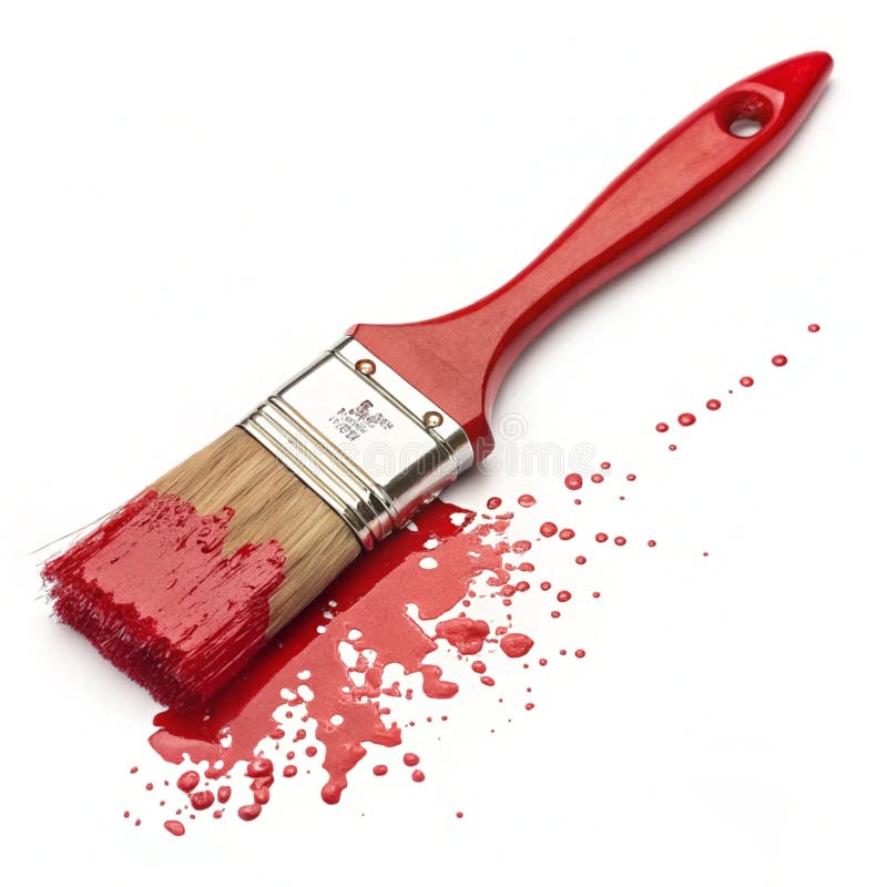Red Paintbrush Splash Isolated on White Background Stock Illustration ...