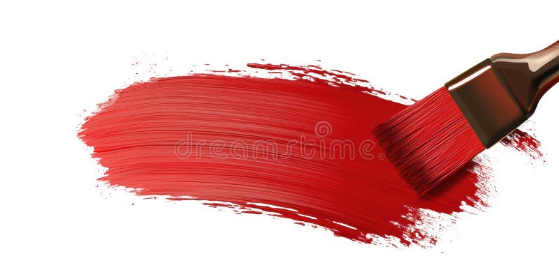 Red Paintbrush Stroke Creating Brushstroke Effect Isolated on ...