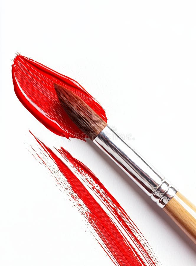 Red Paintbrush on White Background. 3D Illustration Stock Illustration ...