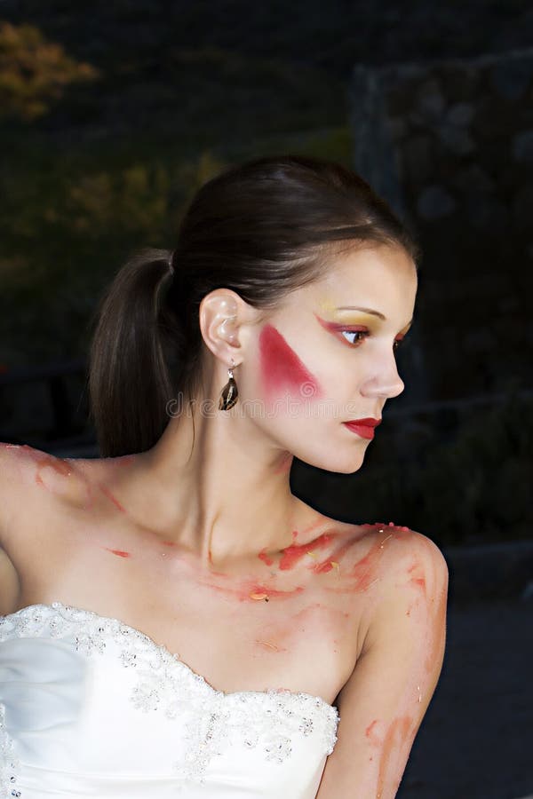Red Painted Bride stock image. Image of female, makeup - 25178853