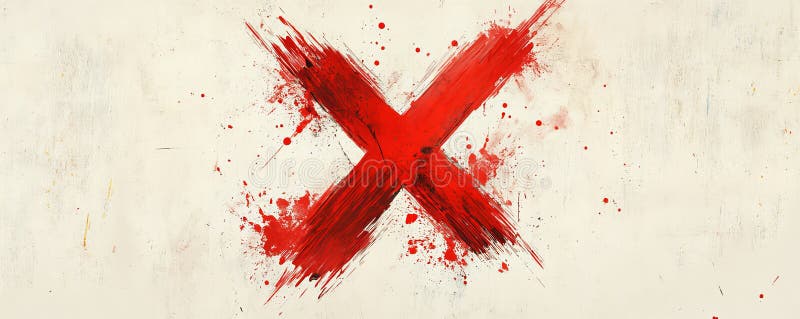 Red Painted Cross on Textured Beige Background, Abstract Art Concept ...