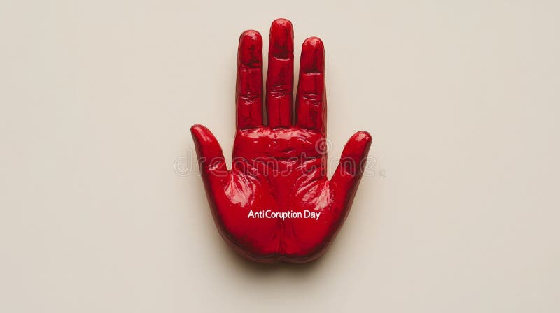 A Red-painted Hand Emphasizes the Message of Fighting Against ...