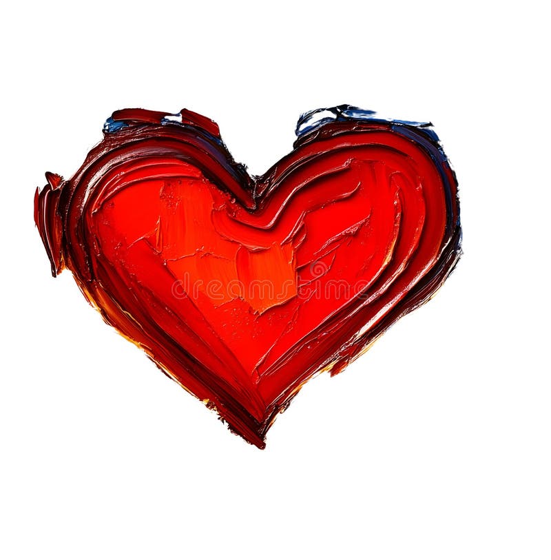Red Painted Heart - Abstract Oil Texture Stock Illustration ...