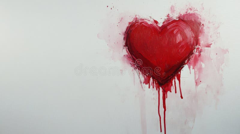 Red Painted Heart with Drips on Grey Background Stock Illustration ...