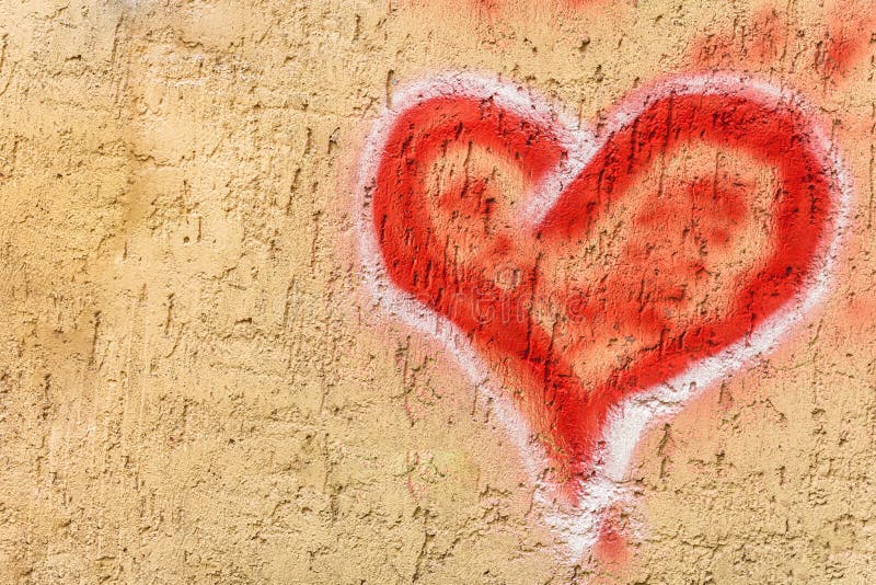 Red Painted Heart on a Wall Stock Photo - Image of glow, vintage: 160448788
