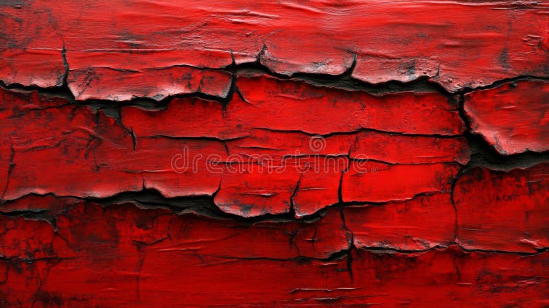 Red Painted Surface with Deep Cracks and Fissures Stock Illustration ...