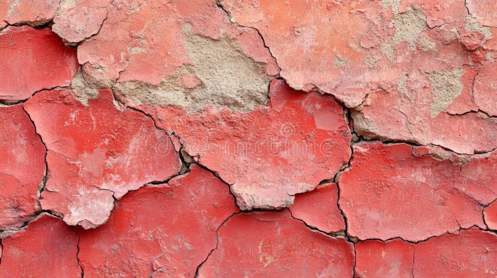 Red Painted Wall with Extensive Cracking and Flaking Stock Illustration ...