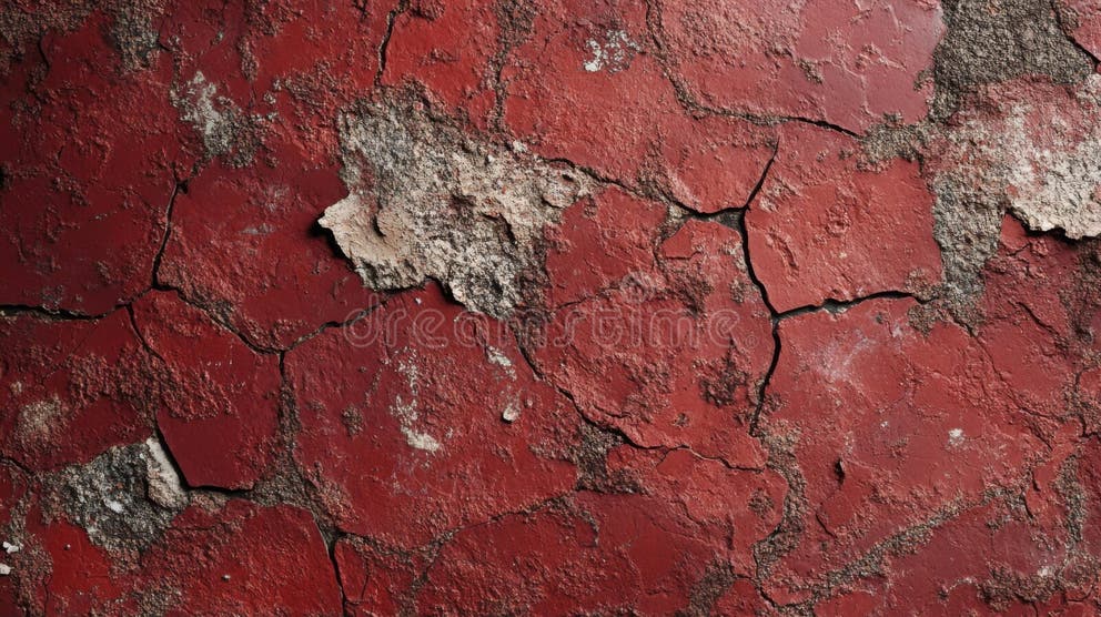 Red Painted Wall Showing Extensive Cracking and Peeling Stock ...