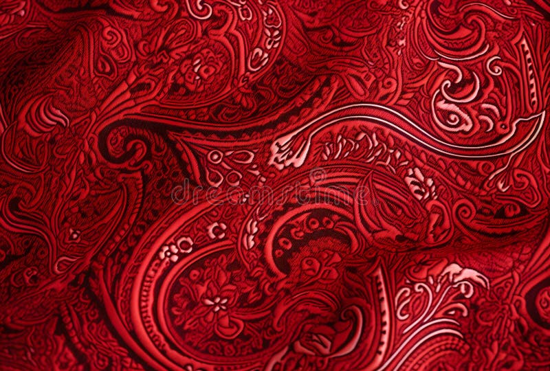 Red Paisley Pattern Fabric Texture Background Stock Illustration ...