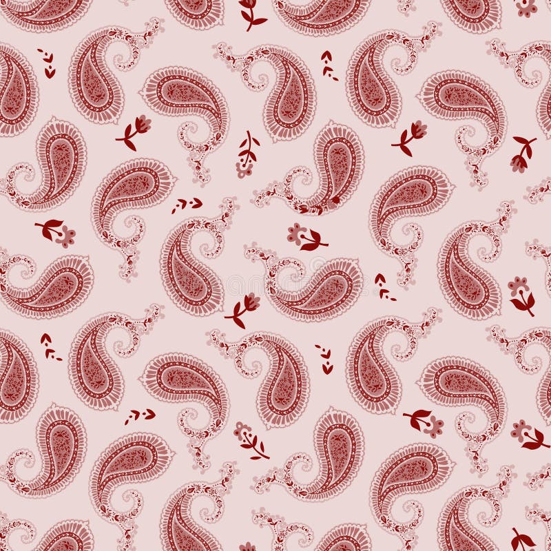 Red Paisley Seamless Pattern Vector Stock Illustration - Illustration ...