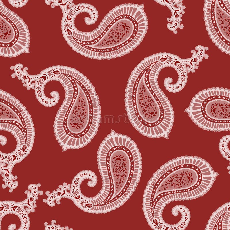 Red Paisley Seamless Pattern Vector Stock Image - Image of soft ...