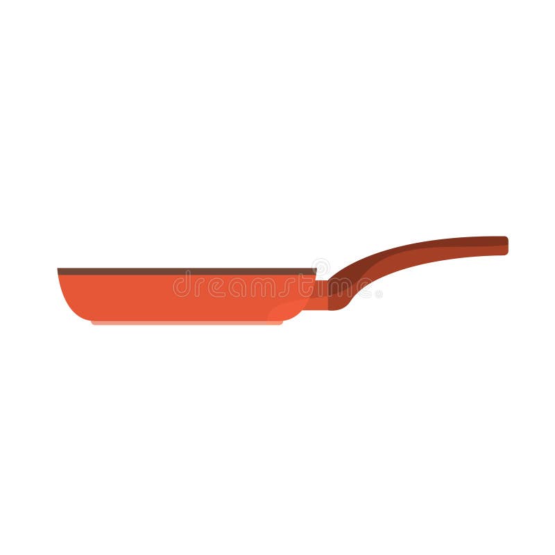 Red Pan with Brown Handle. Vector Image Stock Vector - Illustration of ...