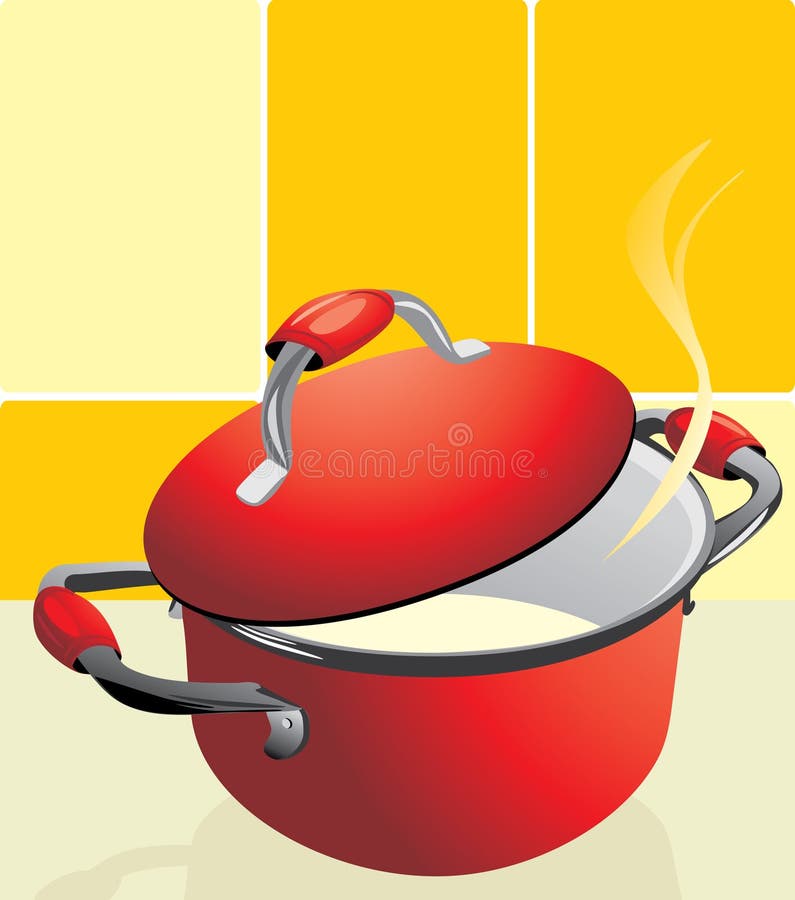 Red pan with porridge stock vector. Illustration of cover - 13201265