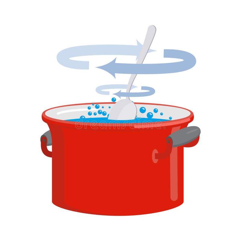 Red Pan with Water Isolated Stock Vector - Illustration of boiling ...