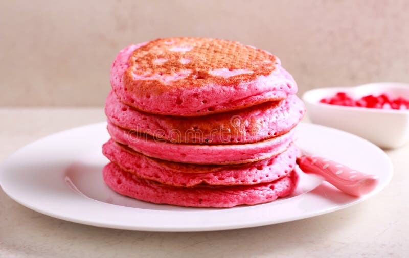 Red pancake stack stock photo. Image of pink, sweet - 109082056