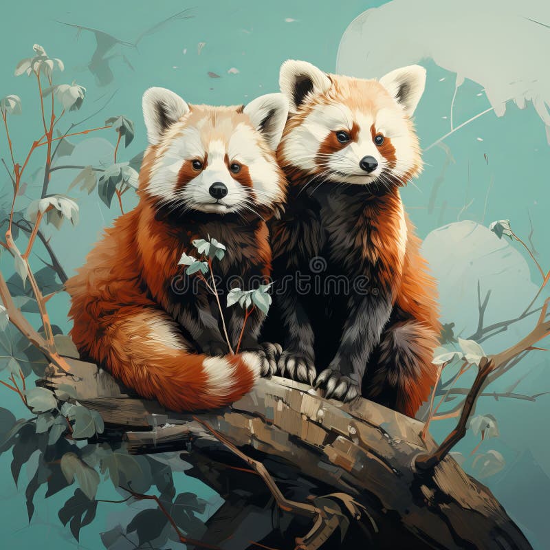 Red Panda on the Background of the Moon, Illustration with Copy Space ...