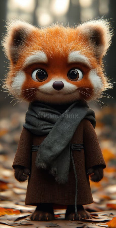 Red Panda Cartoon on a Blurred Background. Stock Photo - Image of ...