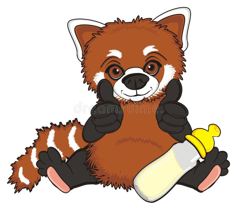 Red panda with drink stock illustration. Illustration of emotion - 86140662