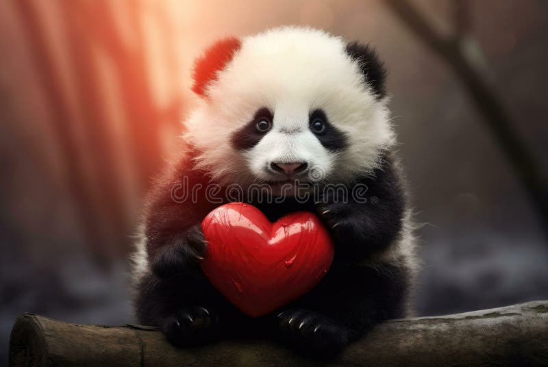 Red Panda Eating Leaves Red Panda with Red Heart Red Panda Eating ...