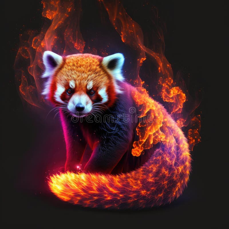 Red Panda is Red Flamed and Dark Background. Ai Generated. Stock ...
