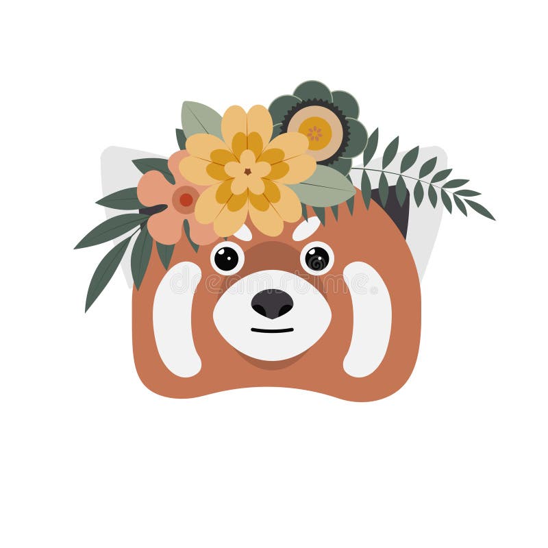 Red Panda with Flower Crown. Red Panda Character, Flower Crown Stickers ...
