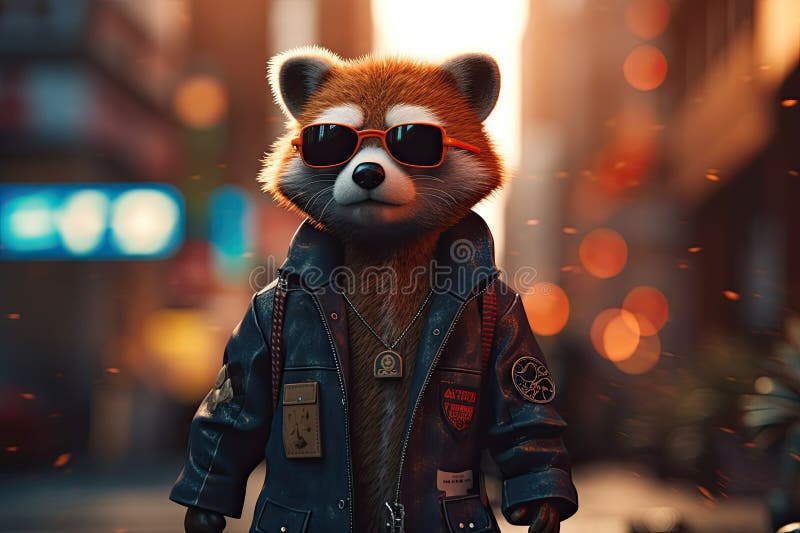 Red Panda in Matrix Style with Sunglasses Stock Illustration ...