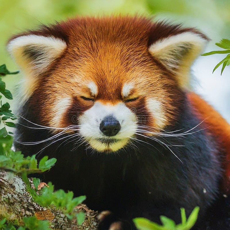 Red Panda Napping Peacefully in the Forest Stock Image - Image of ...