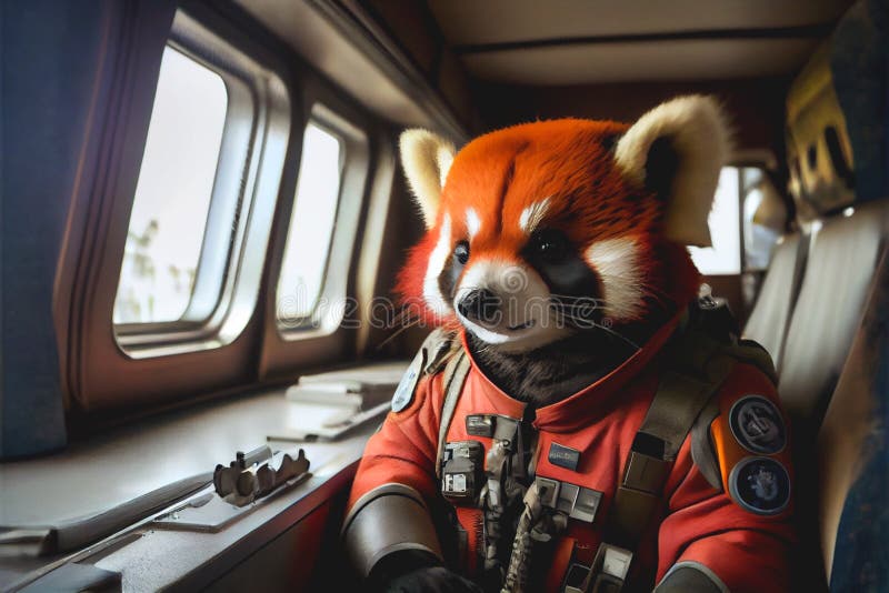 Red Panda Pilot or Astronaut Stock Illustration - Illustration of ...