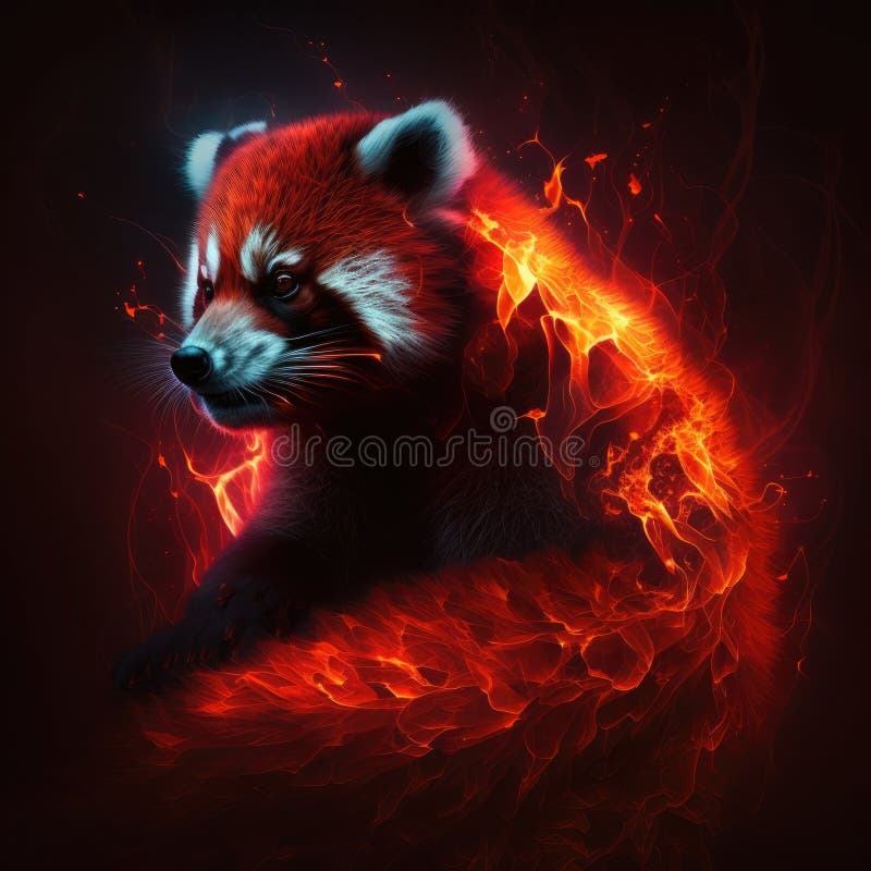 Red Panda Is Red Flamed And Dark Background Ai Generated Stock Illustration Illustration Of