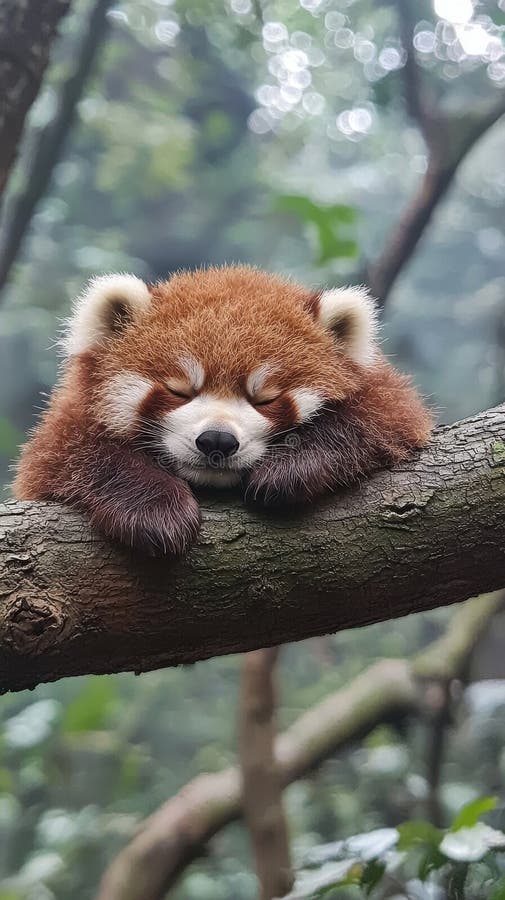 Red Panda Resting Peacefully on a Tree Branch in a Natural Habitat ...