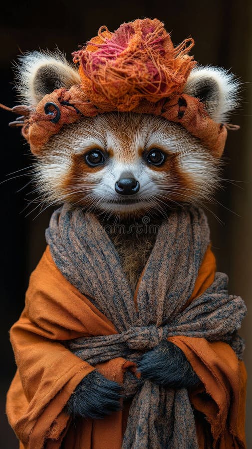 Red Panda in a Robe stock illustration. Illustration of fabric - 346248272