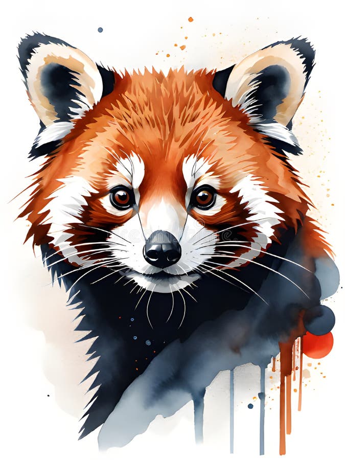 A Red Panda with a Splattered Paint Effect Stock Illustration ...