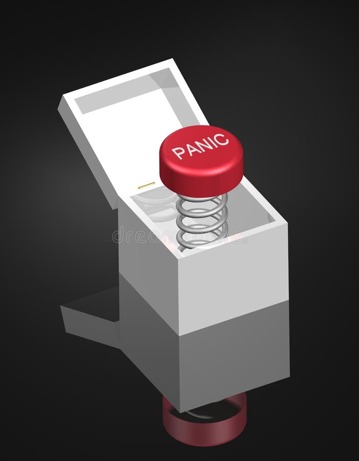 Red Panic Button in Box stock illustration. Illustration of coil - 4122519