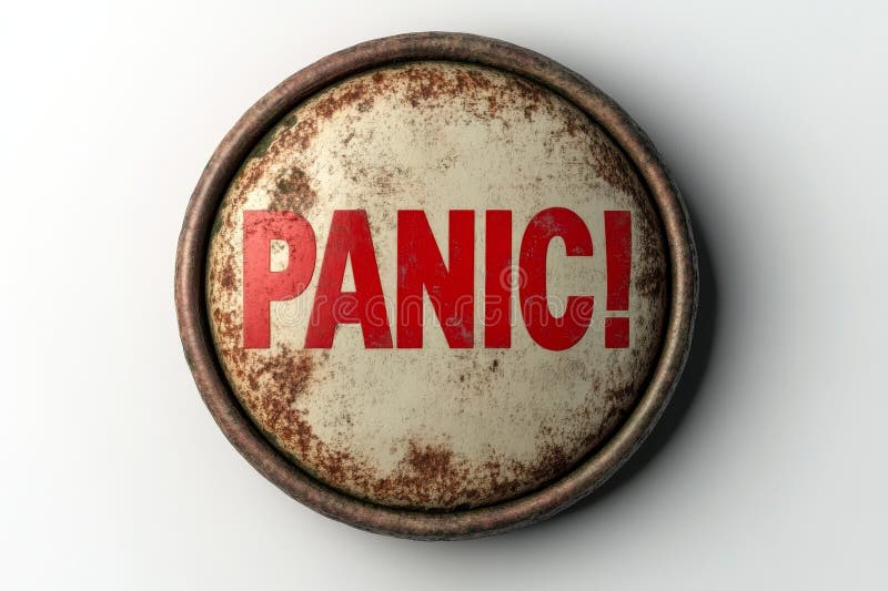 A Red Panic Button in Comic Book Style, Featuring a Distressed Look ...