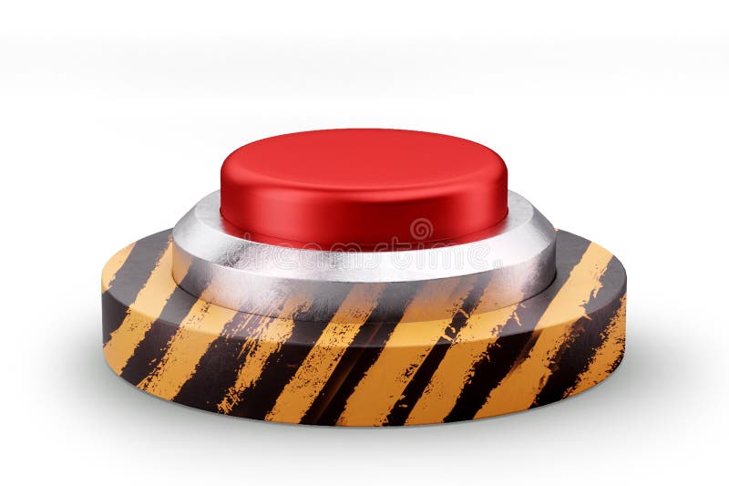 Red Panic Button Isolate on a White Background. 3D Render Stock ...