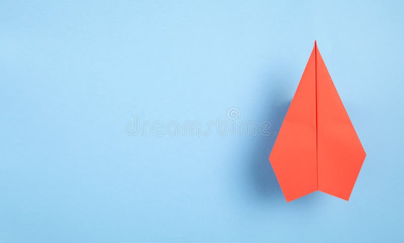 Red Paper Airplane on Blue Background Stock Photo - Image of design ...