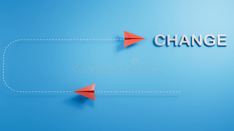 Red Paper Airplane Flying Towards Change Changing Path. New, Creativity ...