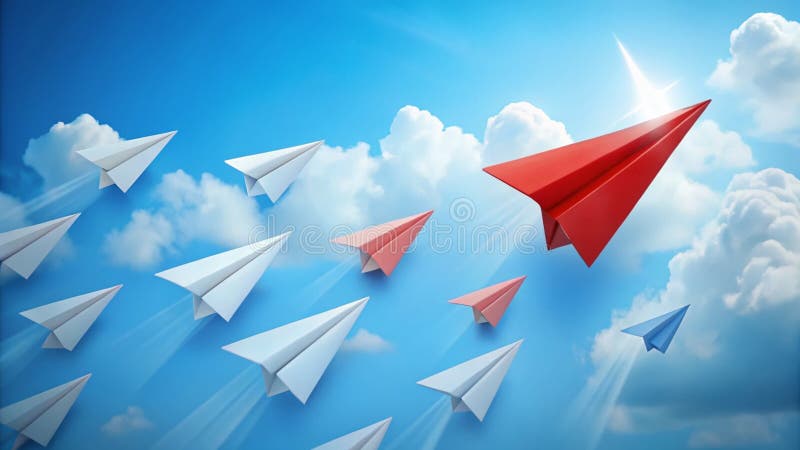 Red Paper Airplane Triumphs in Collaborative Competition a Vivid Visual ...