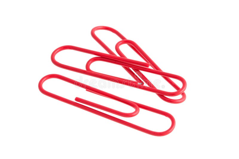 Red Paper Clips Isolated on White Background Stock Image - Image of ...