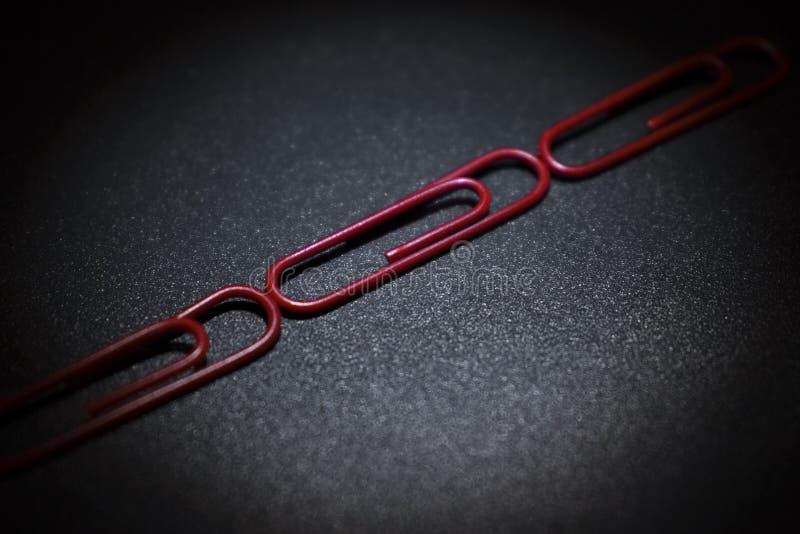 Red Paper Clips Lying on a Metal Surface Stock Image - Image of think ...