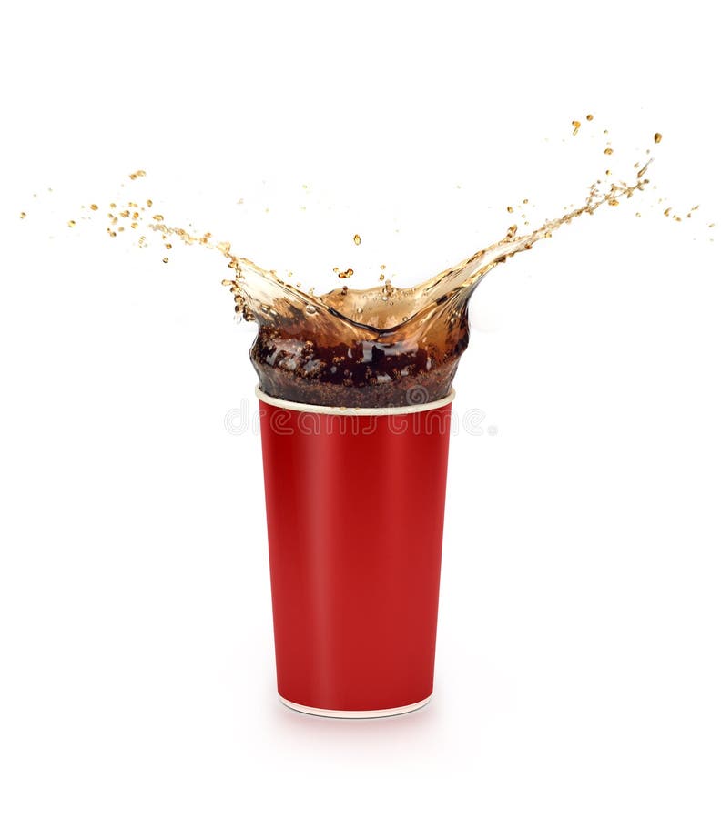 Red Paper Cup with Cola Splash Stock Photo - Image of energy, water ...